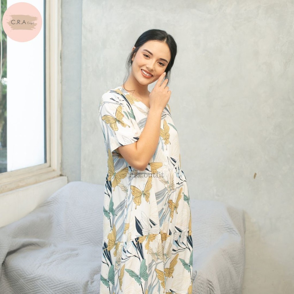 Jual CRA OUTFIT - Maxi Dress Jumbo Rayon Premium Kekinian Busui ...