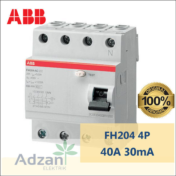 Jual ABB ELCB/RCCB 4P 40A 30mA FH204 2CSF204006R1400 Proteksi Arus ...