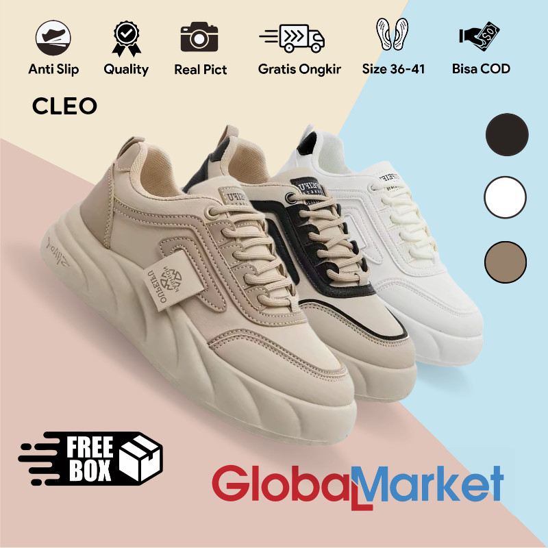 Jual Globalmarket Free Kotak Box Cleo Sepatu Sneakers Wanita Korea ...