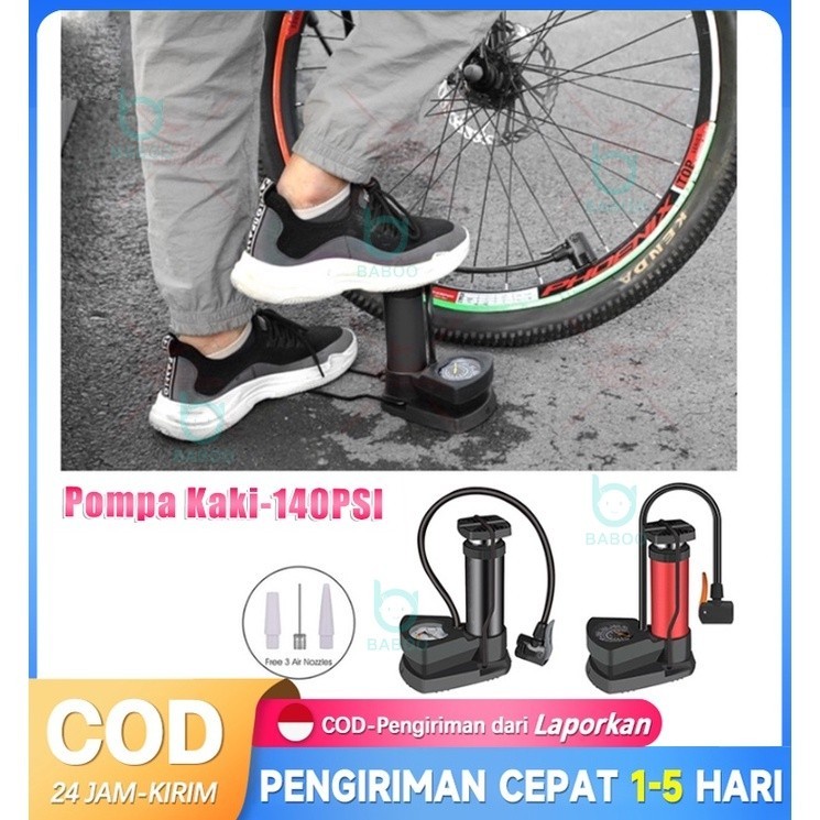 Jual 【Free Shipping】Pompa Angin Mini Foot Pump Portable Manual Untuk ban mobil, motor dan ...