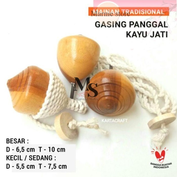 Jual Gasing Panggal Kayu Jati Mainan Tradisional | Shopee Indonesia