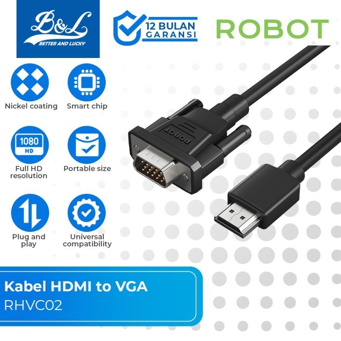 Jual ROBOT RHVC Kabel male HDMI to VGA male Full HD 1080 | Shopee Indonesia