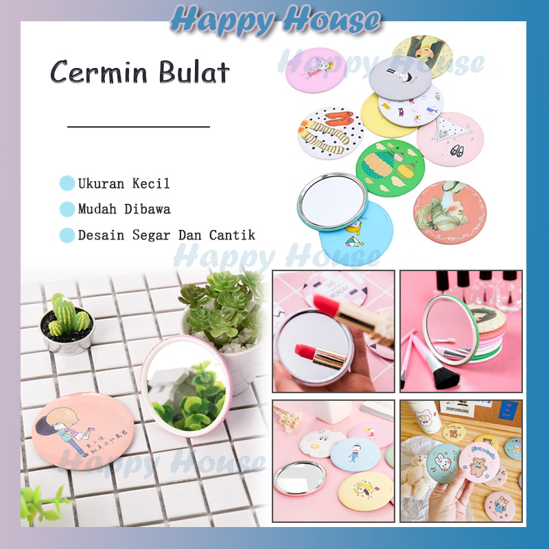 Jual Cermin Bulat Karakter Kaca Cermin Make Up Mini Kaca Traveling ...