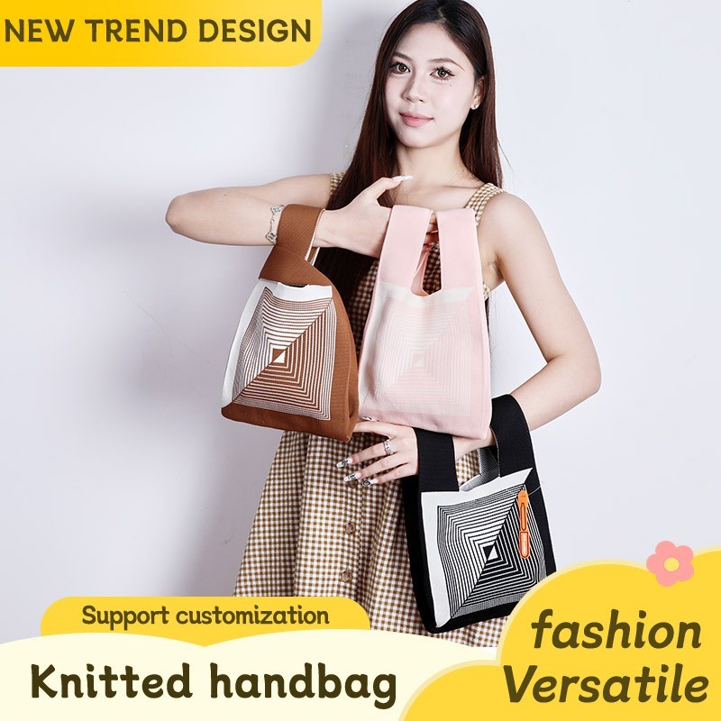 Jual Knitted Tote Bag Premium Tas Rajut Wanita Buffalow Bag Bangkok Korean Hand Bag MOTIF ...