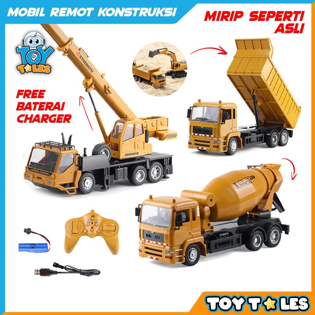 Jual [TOY TALES] Remote Control 1:20 Konstruksi - Permainan Model Tiruan Ekskavator, Crane, Dump ...