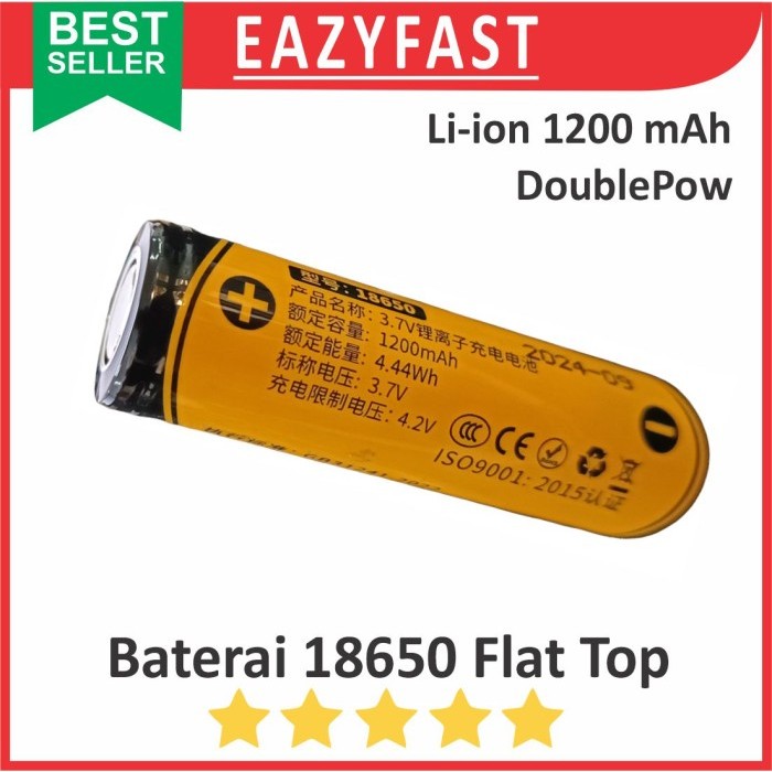Jual Baterai 18650 Flat Top DoublePow 1200mAh Lithium Ion Li-Ion Batu ...