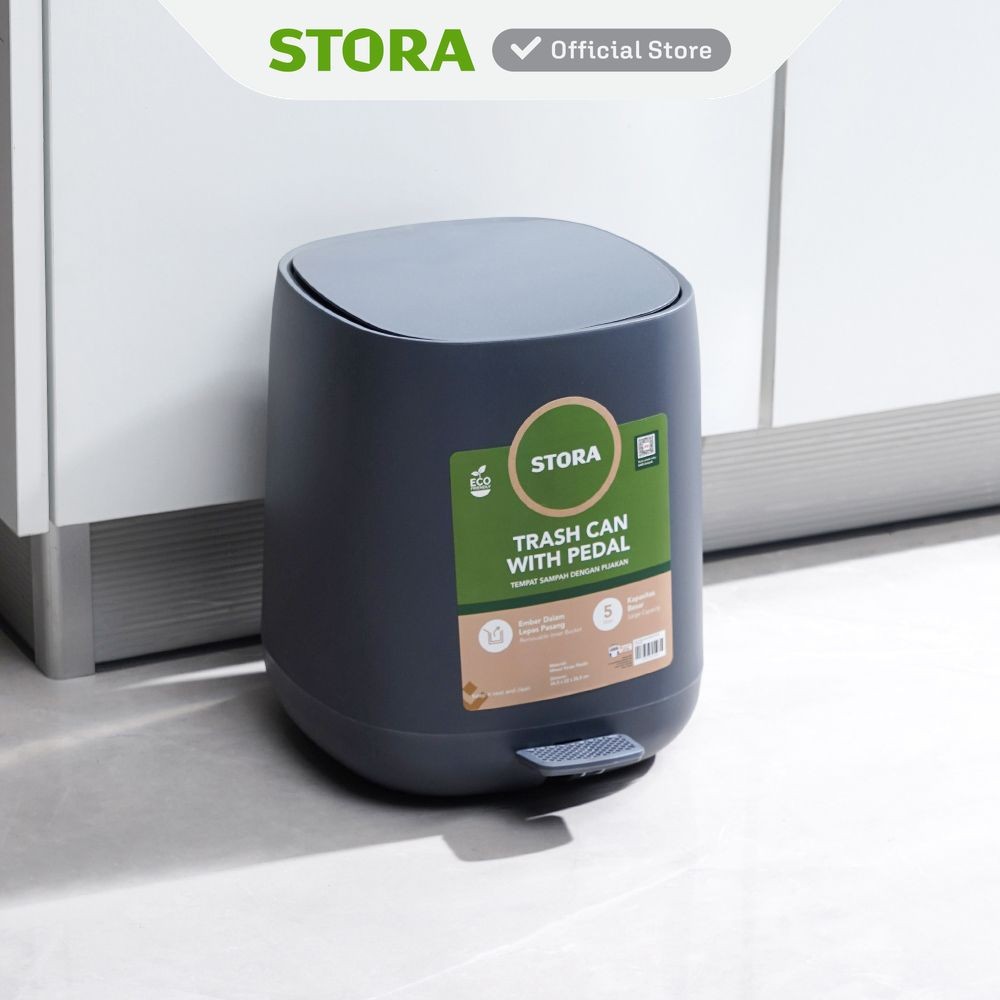 Jual Stora 5 ltr Eco Tempat Sampah Pedal Wheat Straw - Hitam Tong ...