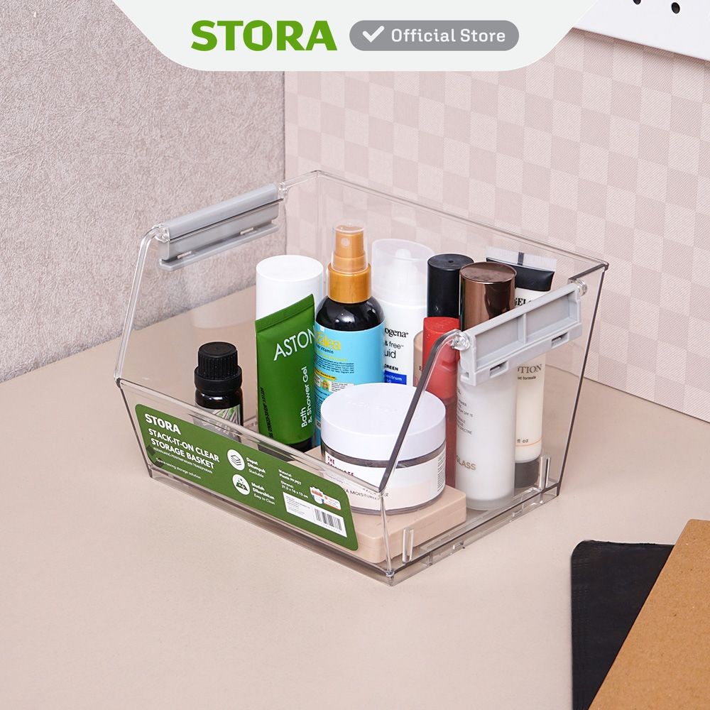 Jual Stora 21.5X16X12 cm Organizer Meja Stackable Small Transparan Desk ...