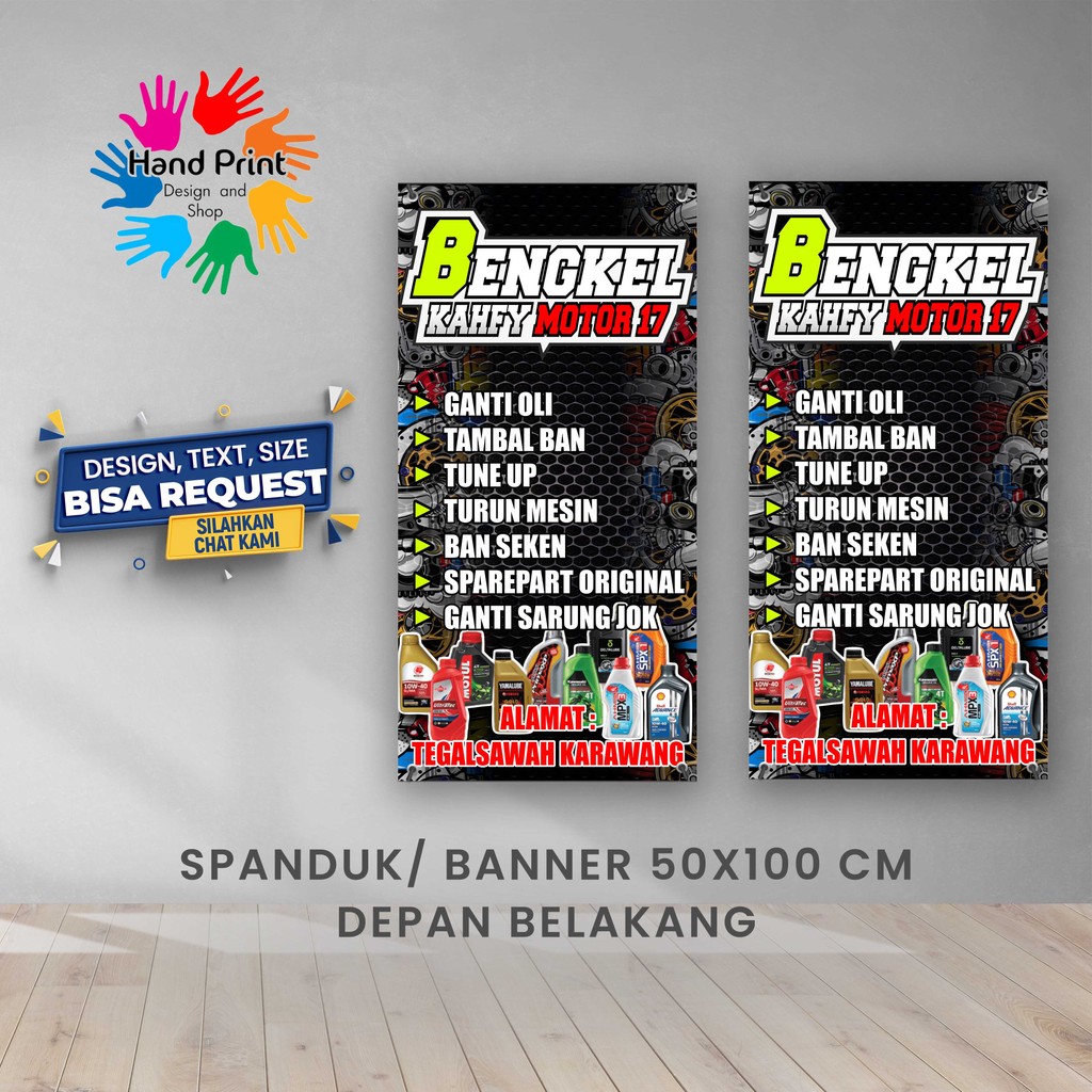 Jual Spanduk Banner Bengkel Hitam Racing Gratis Memesan Desain Sepasang ...