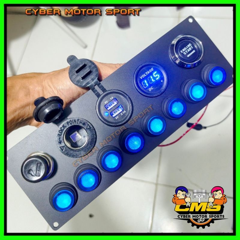 Jual Interior panel dashboard mobil universal 12 volt. sakelar rocker 8 ...