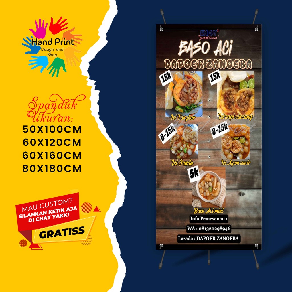 Jual Cetak Spanduk Banner Baso Aci Aneka Menu MMT Spanduk Custom 60x160 ...