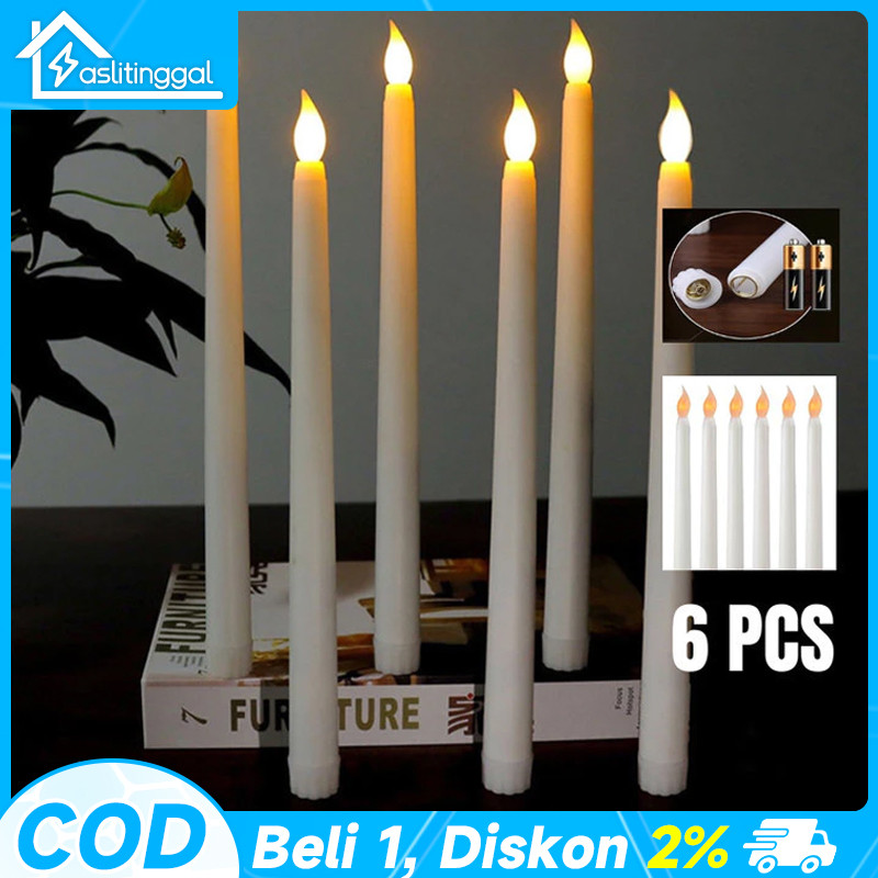 Jual Lilin LED - Lilin Panjang 6PCS Lampu Elektrik Lilin - Lilin Lampu ...