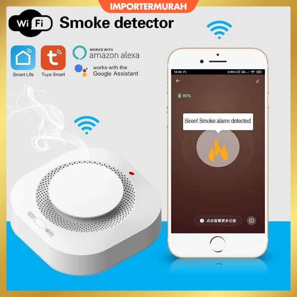 Jual Smoke Detector WiFi Alat Pendeteksi Asap Kebakaran 85dB Tuya Smart ...