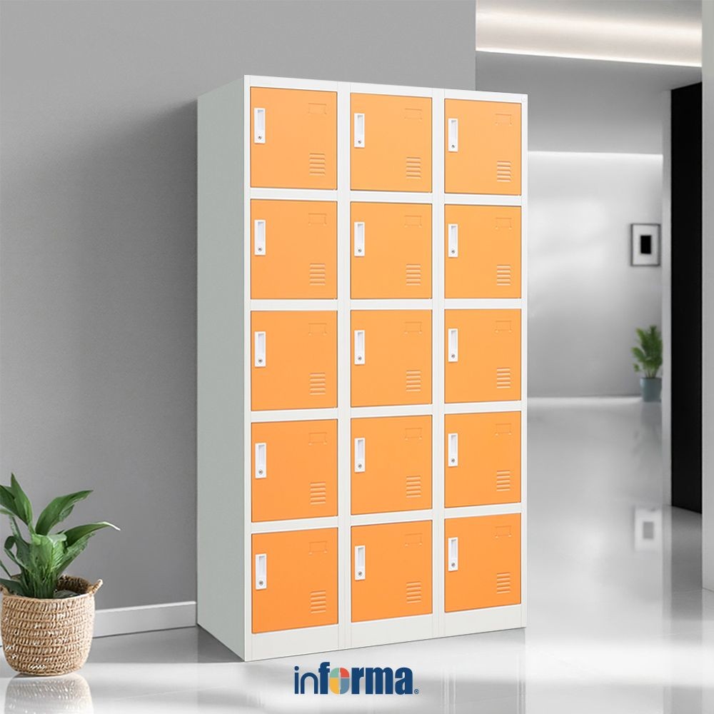 Jual Informa Loker Metal 15 Pintu - Oranye Locker Kabinet Penyimpanan Serbaguna Furniture Kantor ...