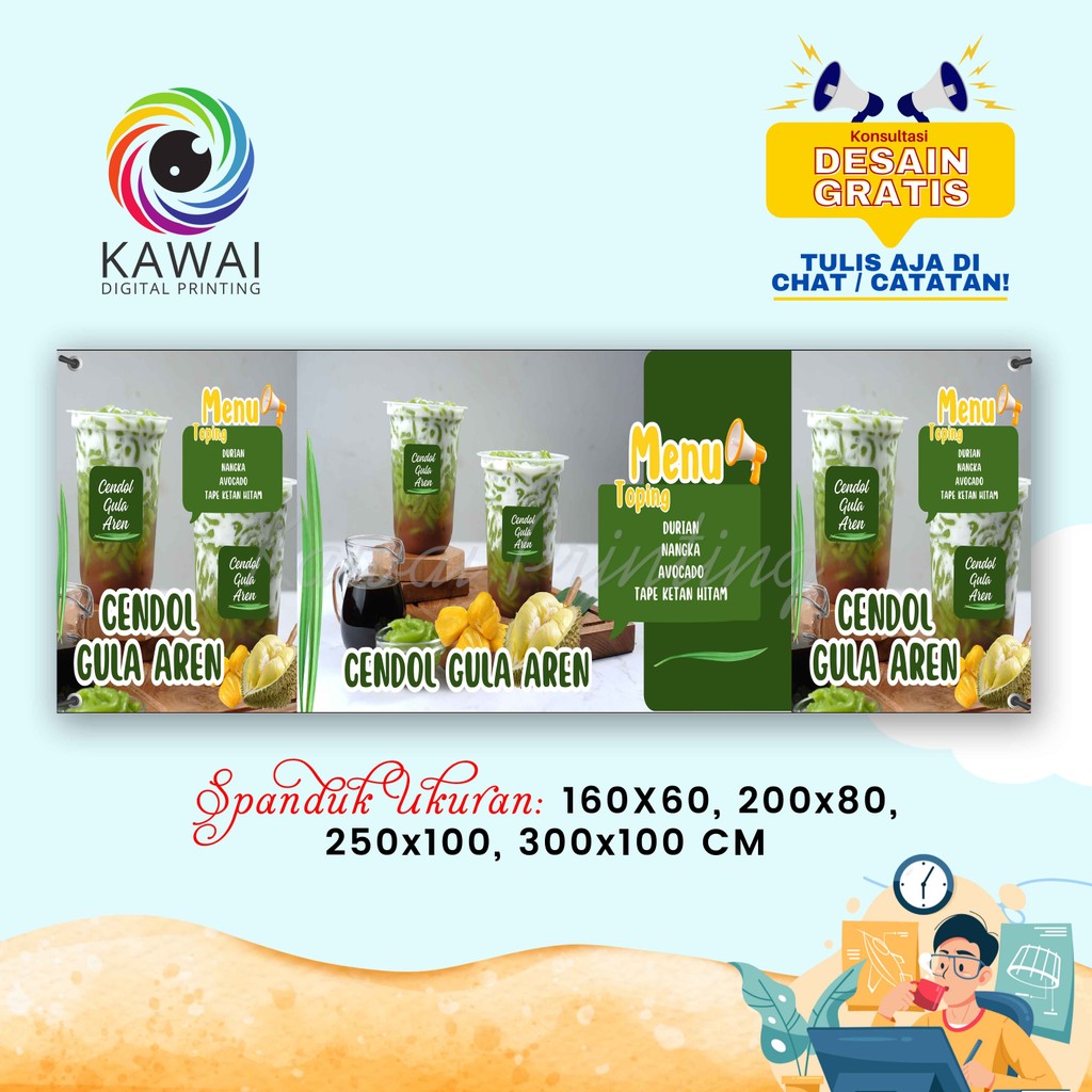 Jual SPANDUK BANNER Cendol Gula Aren Ukuran 300x100 CM | Shopee Indonesia