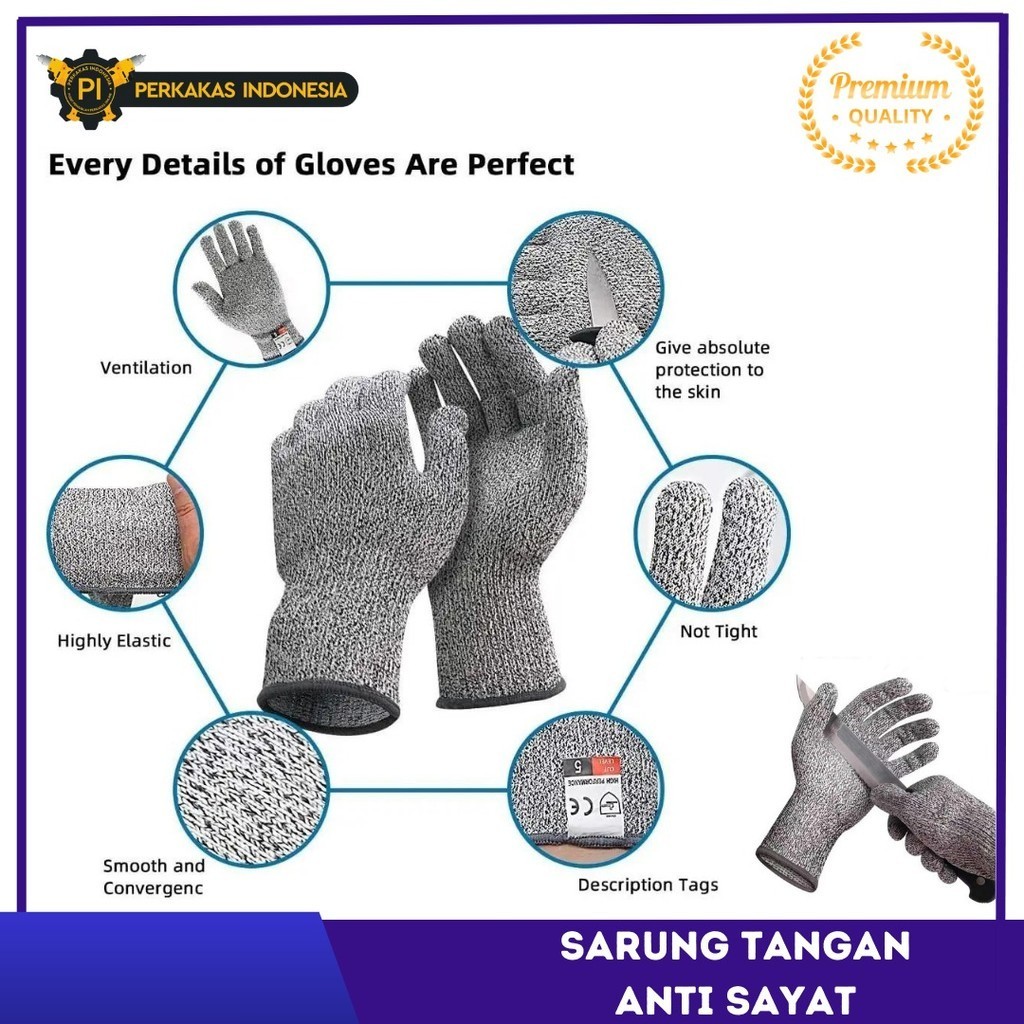 Jual Sarung Tangan Safety Anti Sayat Cut Resistance Gloves Pelindung ...
