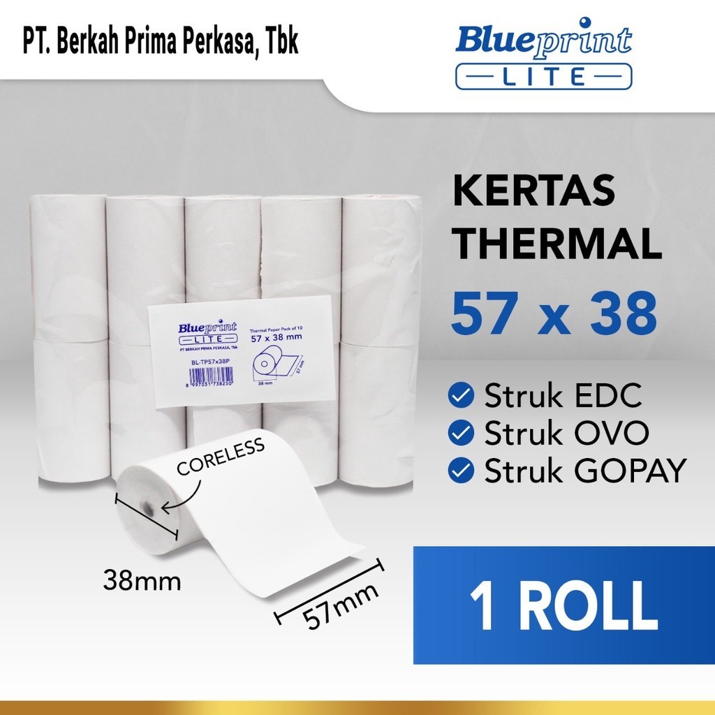 Jual Kertas Thermal BLUEPRINT Struk Kasir EDC 57x38 57x38 os 57x38 mm ...