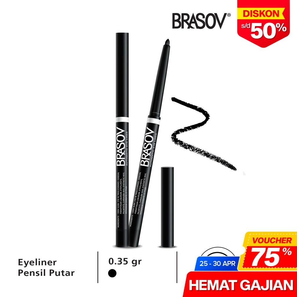 Jual BRASOV Pensil Eyeliner Putar Netto 0.35 G Waterproof Automatic Eye ...