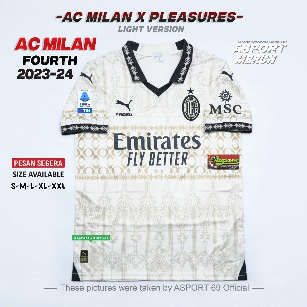 Jual JERSEY BOLA MILAN x PLEASURES CREAM 2023-24 LIGHT VERSION TERBARU ...