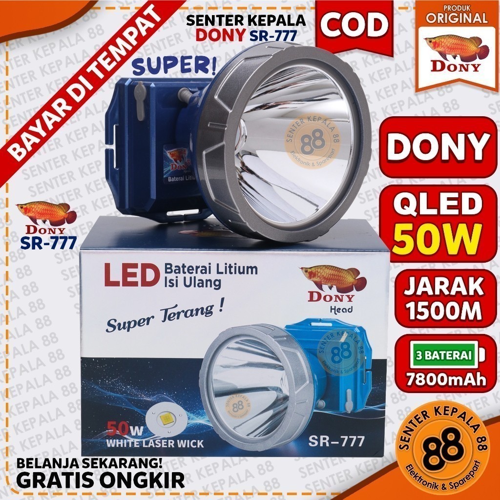 Jual FLASH SALE!! DONY Senter Kepala DONY 50W LED SR-777 SR 777 50 Watt ...