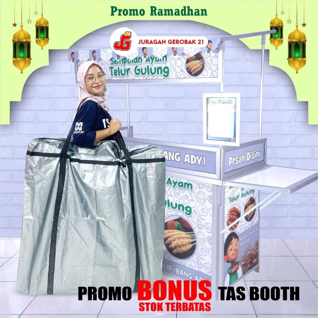 Jual PROMO FREE TAS Booth Portable Sekat Atap meja Samping Gerobak ...
