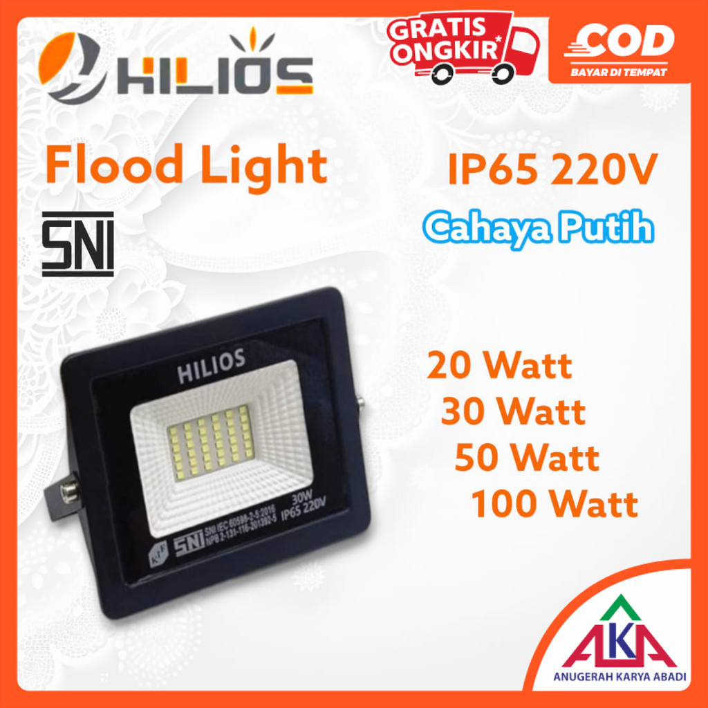 Jual HILIOS Lampu Sorot LED 20W / 30W / 50W / 100W IP65 Flood Light SNI ...