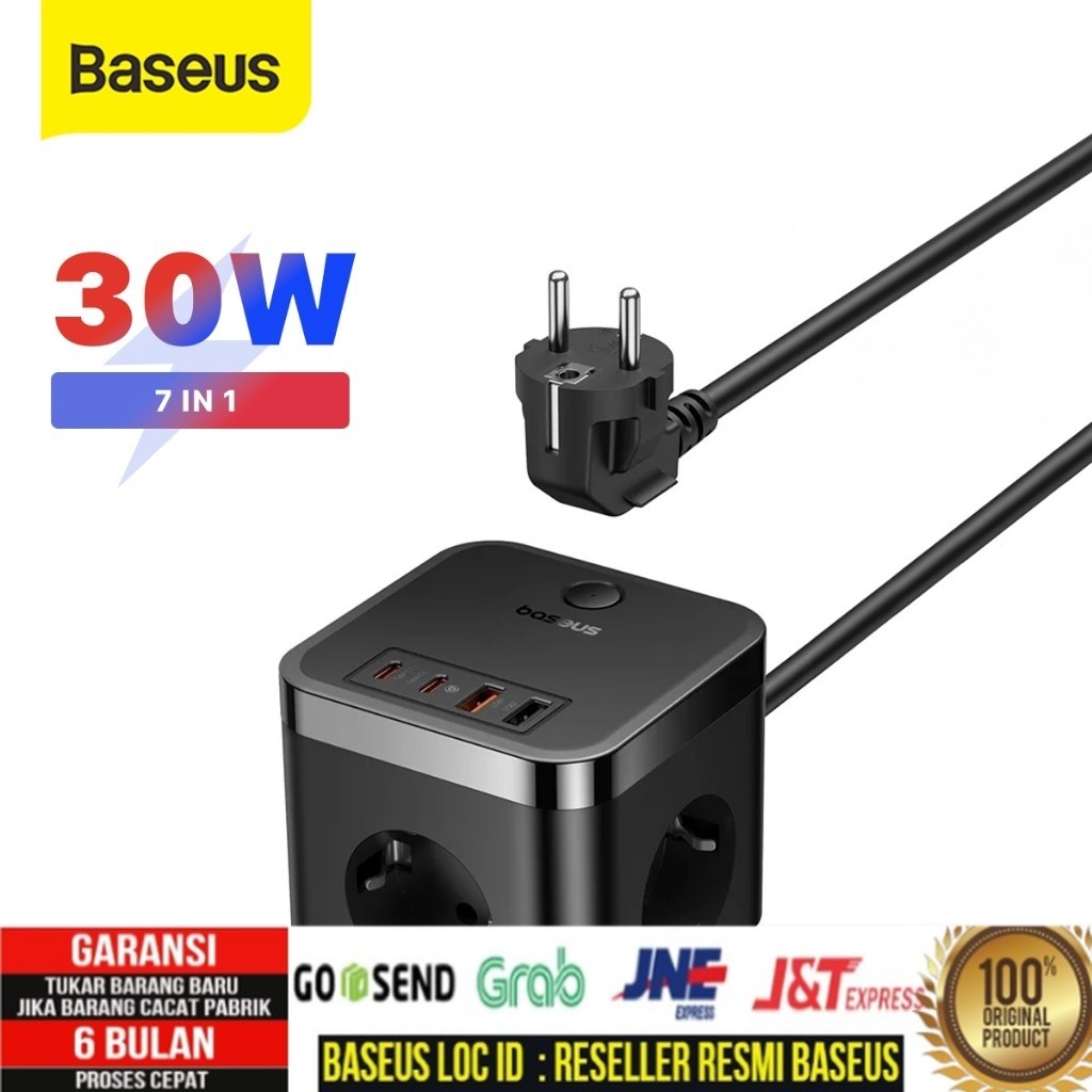Jual Baseus PowerCombo Cube 30W 7in1 Power Strip Desktop Charger ...
