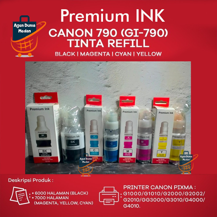 Jual Tinta Printer Canon PREMIUM INK 790 G1000 G2000 G3000 G4000 G1010 ...