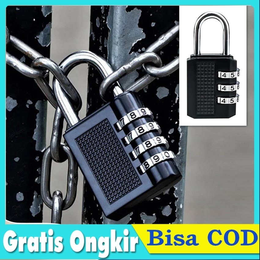 Jual Gembok PIN angka 3 Digit multifungsi Keamanan tas koper Travel ...