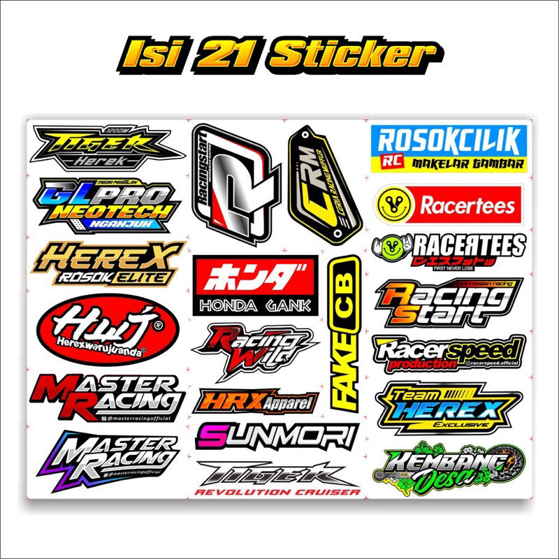 Jual sticker pack racing stiker racing pilihan honda gank tiger herex ...