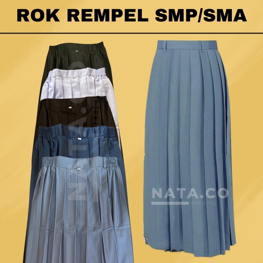 Jual Rok SMP SMA Rempel Seragam Sekolah Lipit Panjang Bahan Optima Element Warna Abu Biru Coklat ...