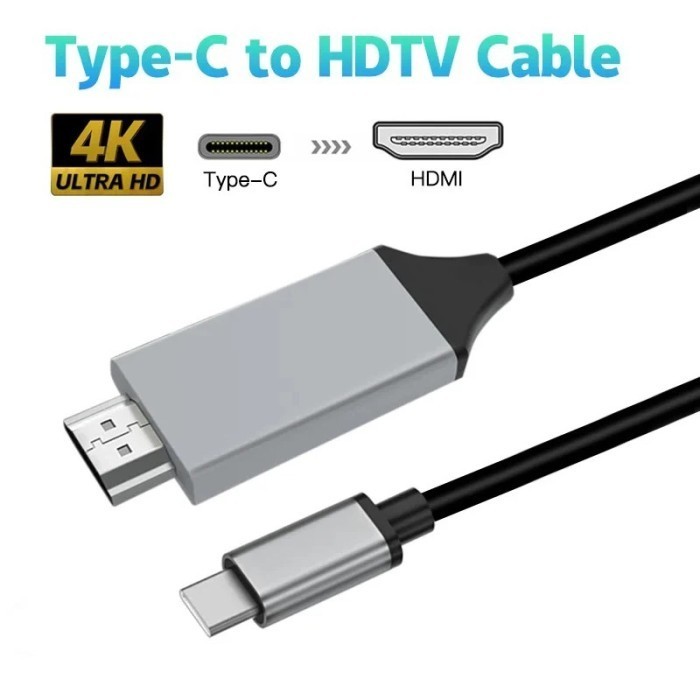 Jual Kabel Display Type C To HDMI 2 M 4K 30 Hz Komputer Laptop Tablet ...