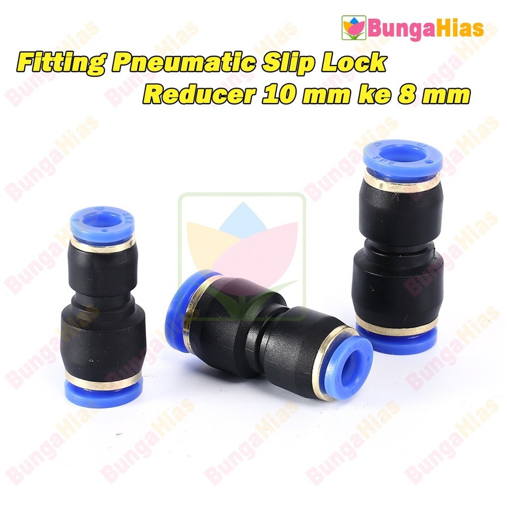 Jual Fitting Pneumatic REDUCER 10 - 8 mm Konektor Slip Lock Lurus Selang PU PE 10mm 8mm FU-306 ...
