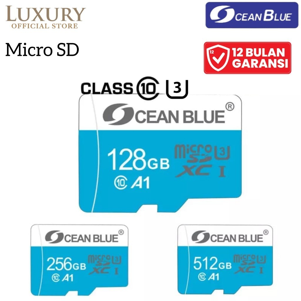 Jual Memory Card Hp Micro SD OCEANBLUE Class 10 U3 Kapasitas 128 256 ...