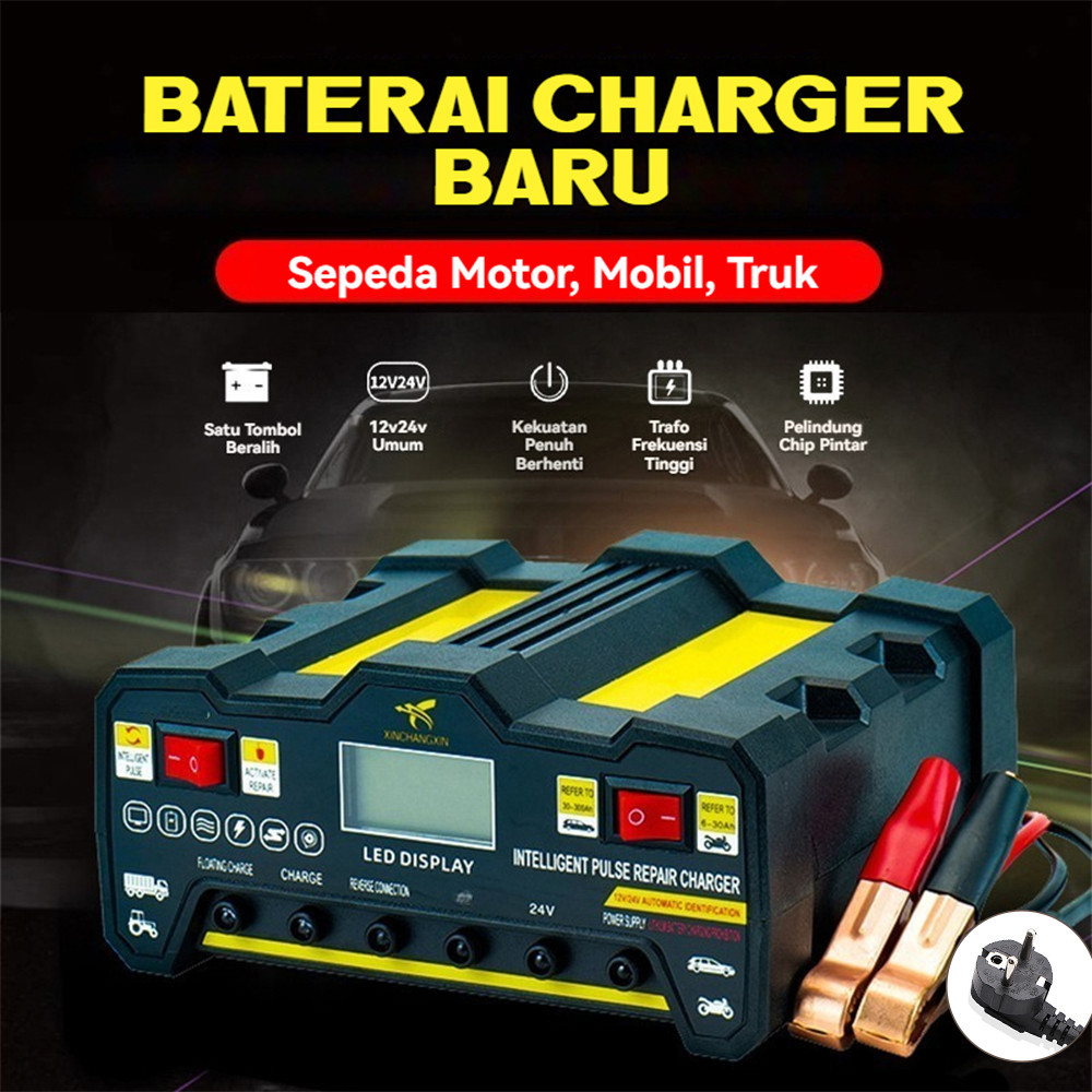 Jual 12V 24V Charger Otomatis Aki Mobil Motor Kapal Truk Automatic Fast ...