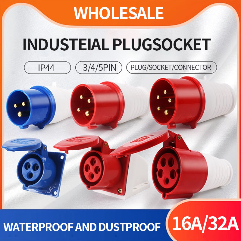 Jual Industrial plug and socket waterproof connector 3PIN 4PIN 5PIN 16A/32A IP44 waterproof ...