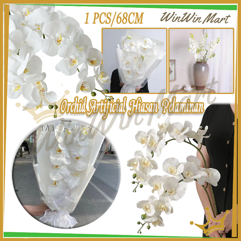 Jual Cabang Bunga Anggrek Bulan Latex/Orchid Artificial Flower Hiasan ...