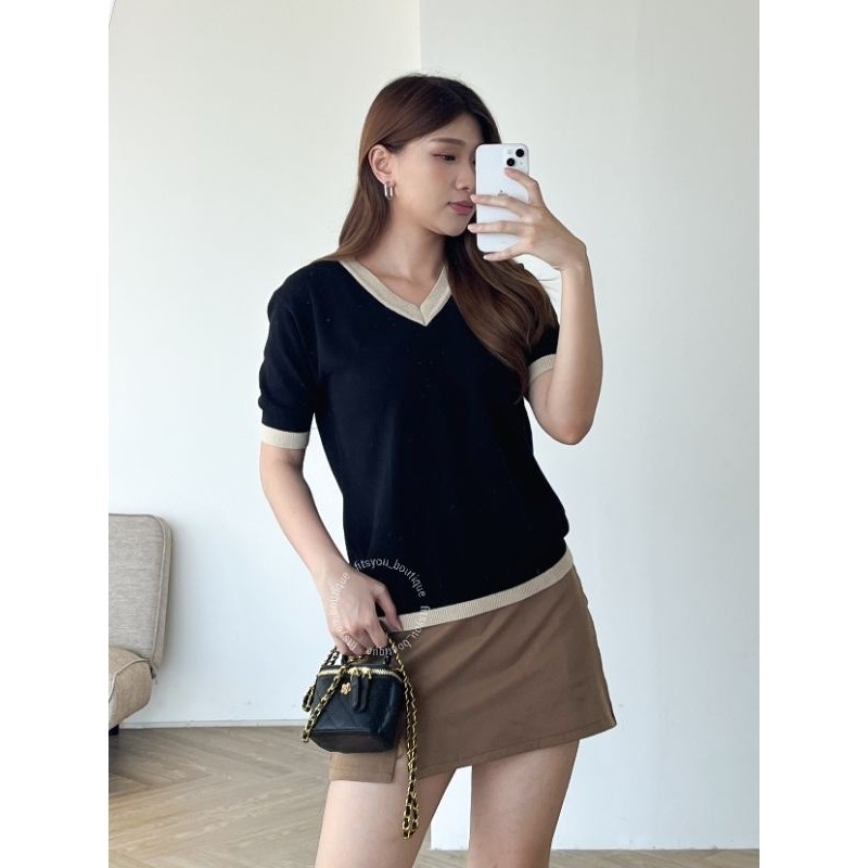 Jual Nichi Knit Tops Baju Atasan Rajut Wanita Katun Halus Adem Tangan Pendek Katun Tangan Pendek ...