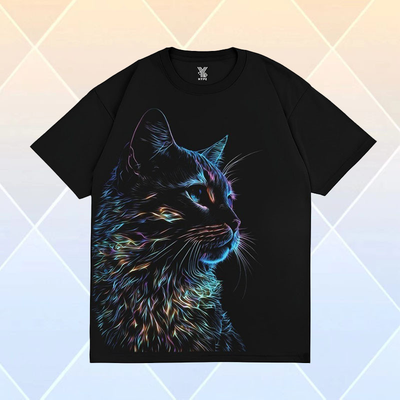 Jual 【COD】 Kaos Distro Motif Kucing 3D Light Cat Baju Atasan Pria ...