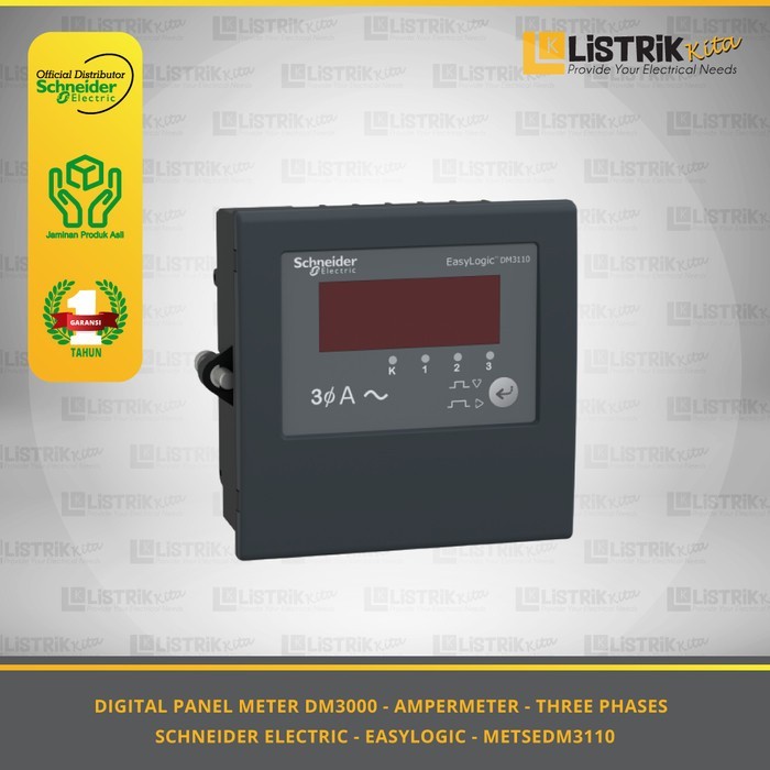 Jual DIGITAL PANEL METER EASYLOGIC SCHNEIDER ELECTRIC DM3000 AMPERMETER ...