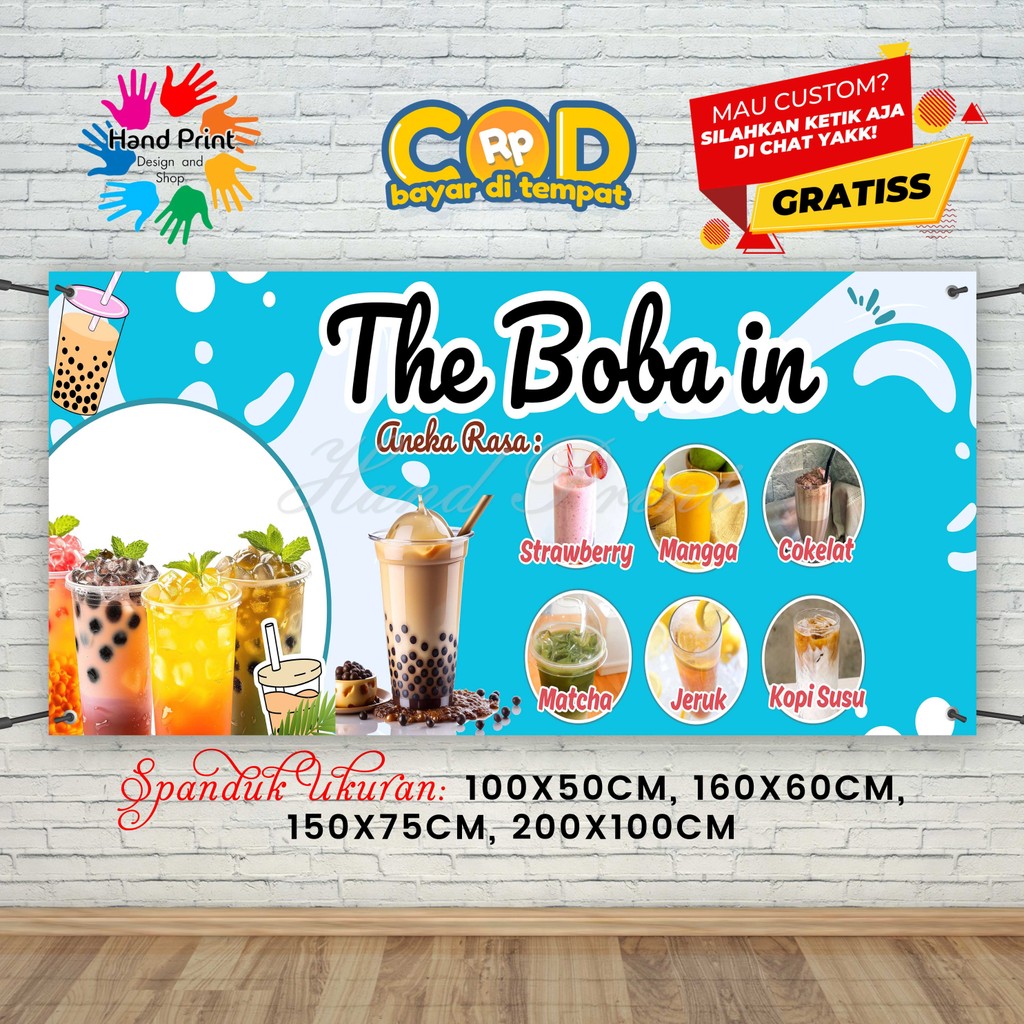 Jual Cetak Spanduk Banner Aneka Minuman Boba Biru MMT Spanduk Custom ...