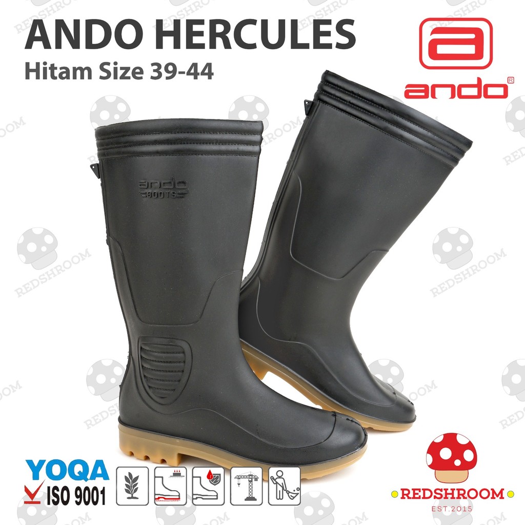 Jual Sepatu Boot Tinggi ANDO HITAM Boots Karet Lentur Ringan Nyaman ...