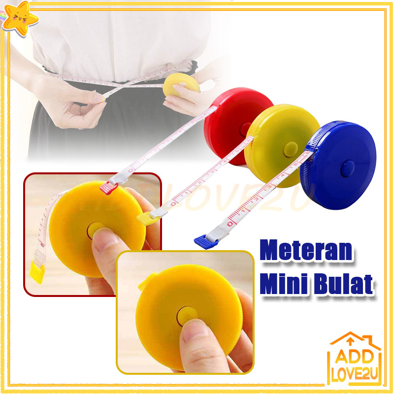 Jual Meteran Mini Bulat/meter meteran gulung mini putar roll/Meteran ...