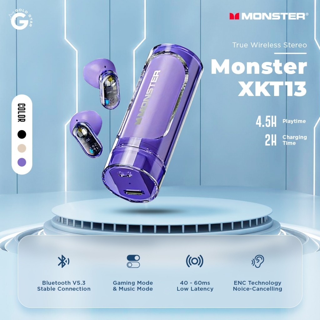 Jual Monster XKT13 Bluetooth Earphone Gaming Headphone Wireless Headset ...
