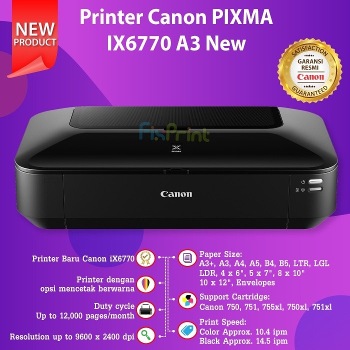 Jual Printer Canon PIXMA IX6770 IX 6770 IX-6770 Print A3 GARANSI RESMI ...