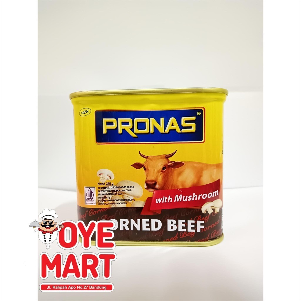 Jual PRONAS CORNED BEEF MUSHROOM 340GR / KORNET DAGING SAPI DENGAN ...