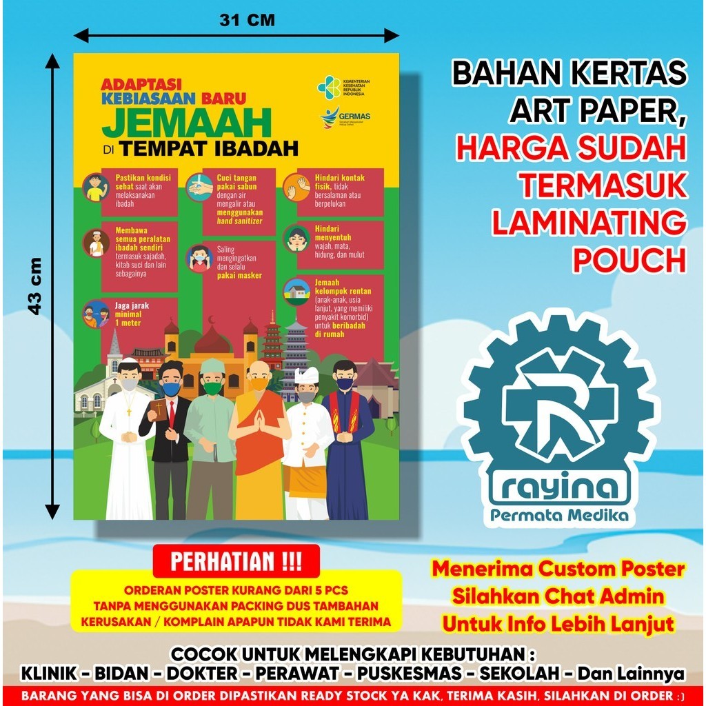 Jual Poster Adaptasi Kebiasaan Baru Jemaah di Tempat Ibadah | Shopee ...