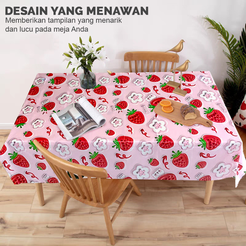 Jual Taplak Meja Corak Buah Strawberry Ukuran 140×183cm 140x220cm ...
