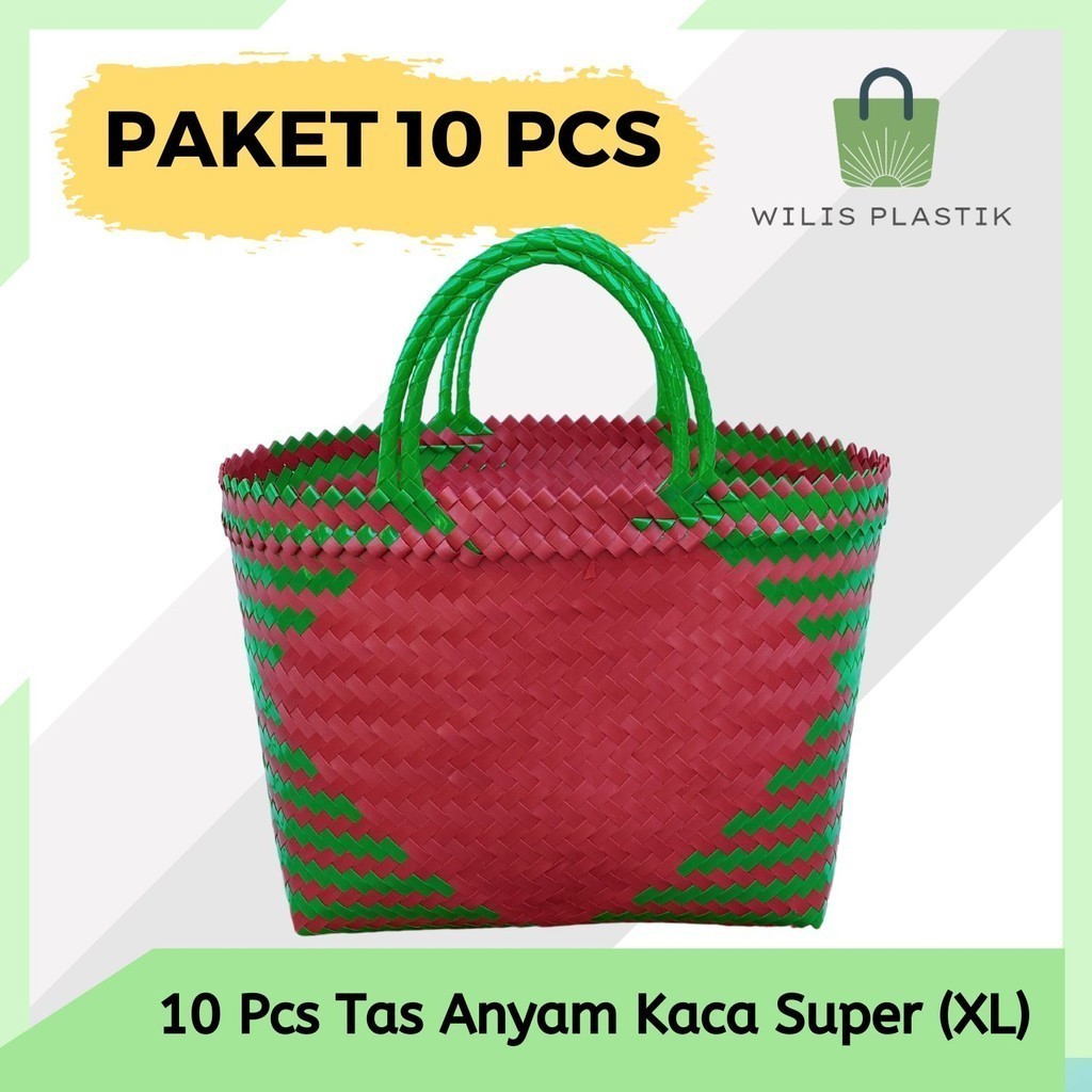 Jual PAKET MURAH 10 PCS Tas Anyaman Plastik KACA SUPER JUMBO (XL) / Tas ...