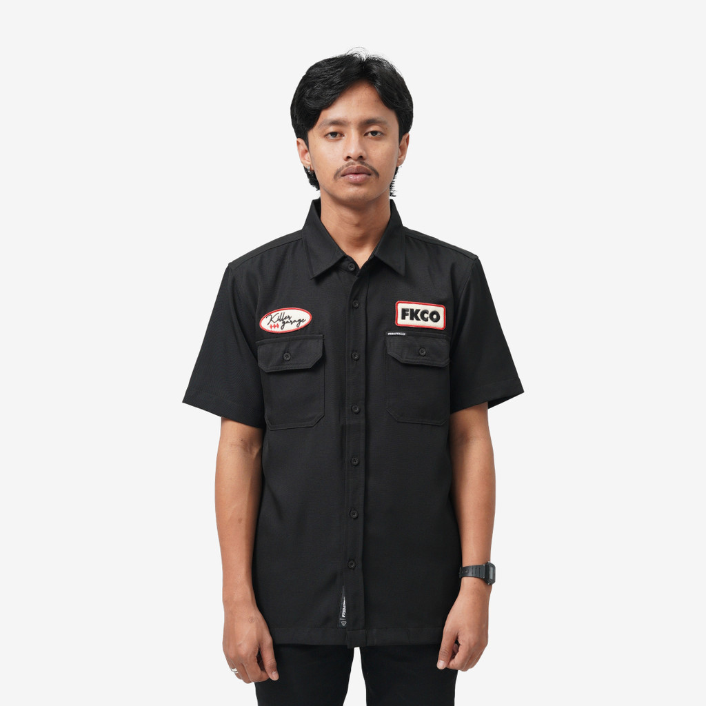 Jual KEMEJA KERJA PRIA WORK SHIRT CLASSIC CASUAL LENGAN PENDEK HITAM ...